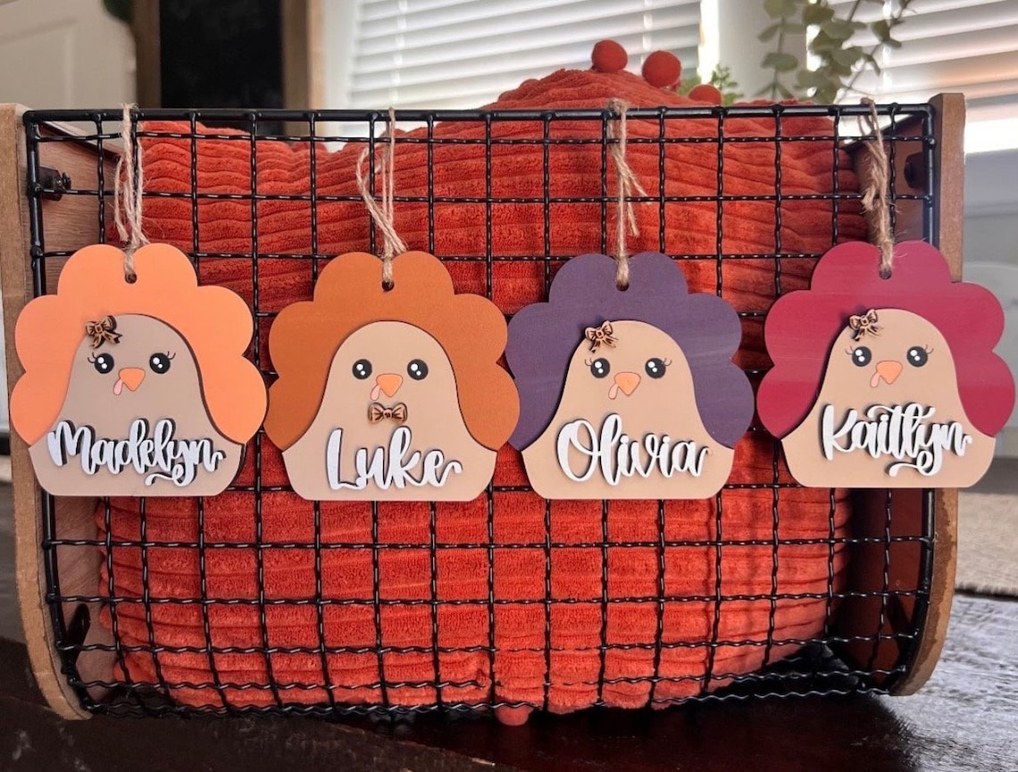 Custom Turkey Name Tags - 3D Wooden Laser Cut Name Tags - Personalized ...