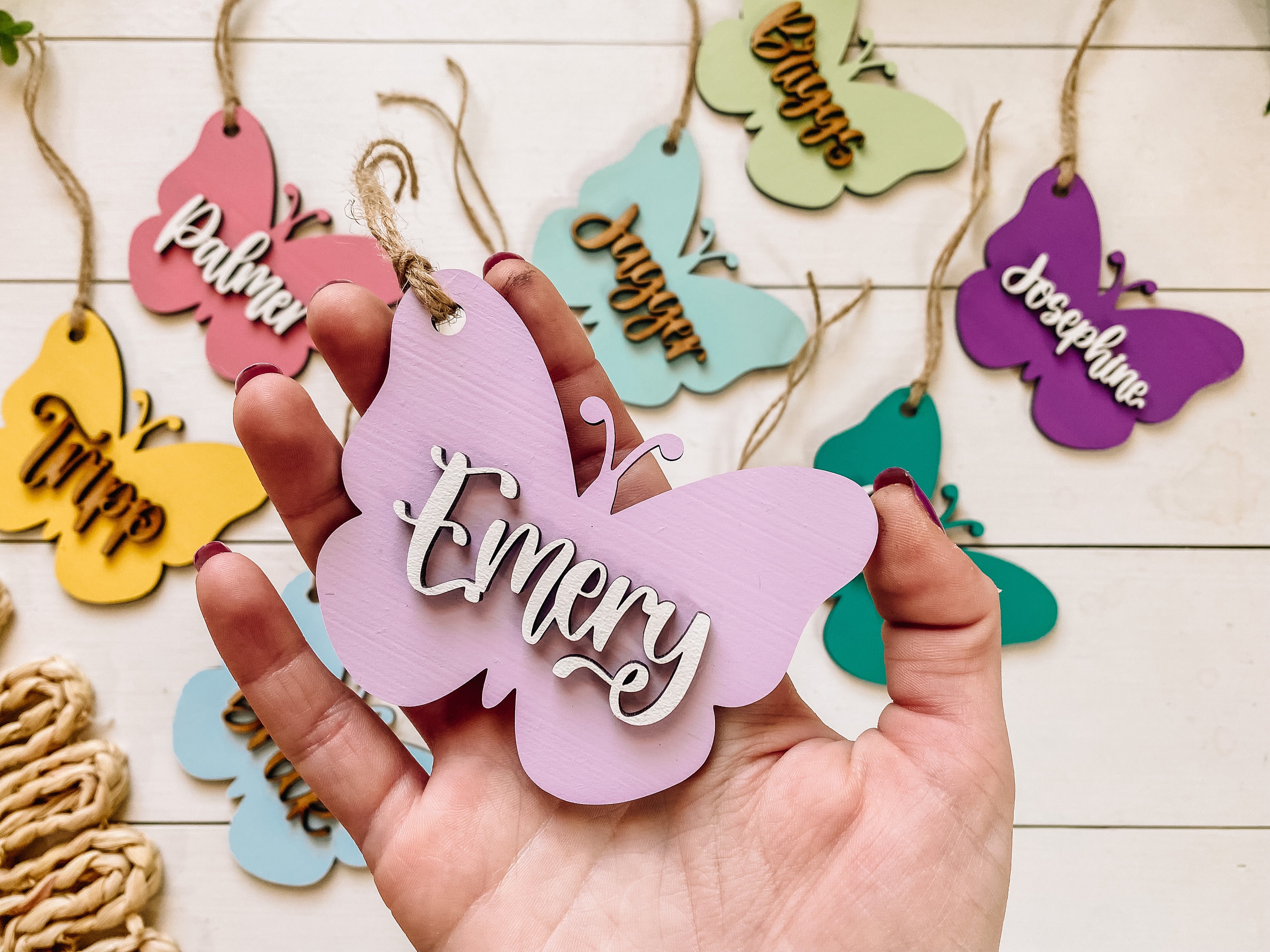 Personalized Butterfly Name Tags - Wooden Butterfly Tag - Easter Name ...