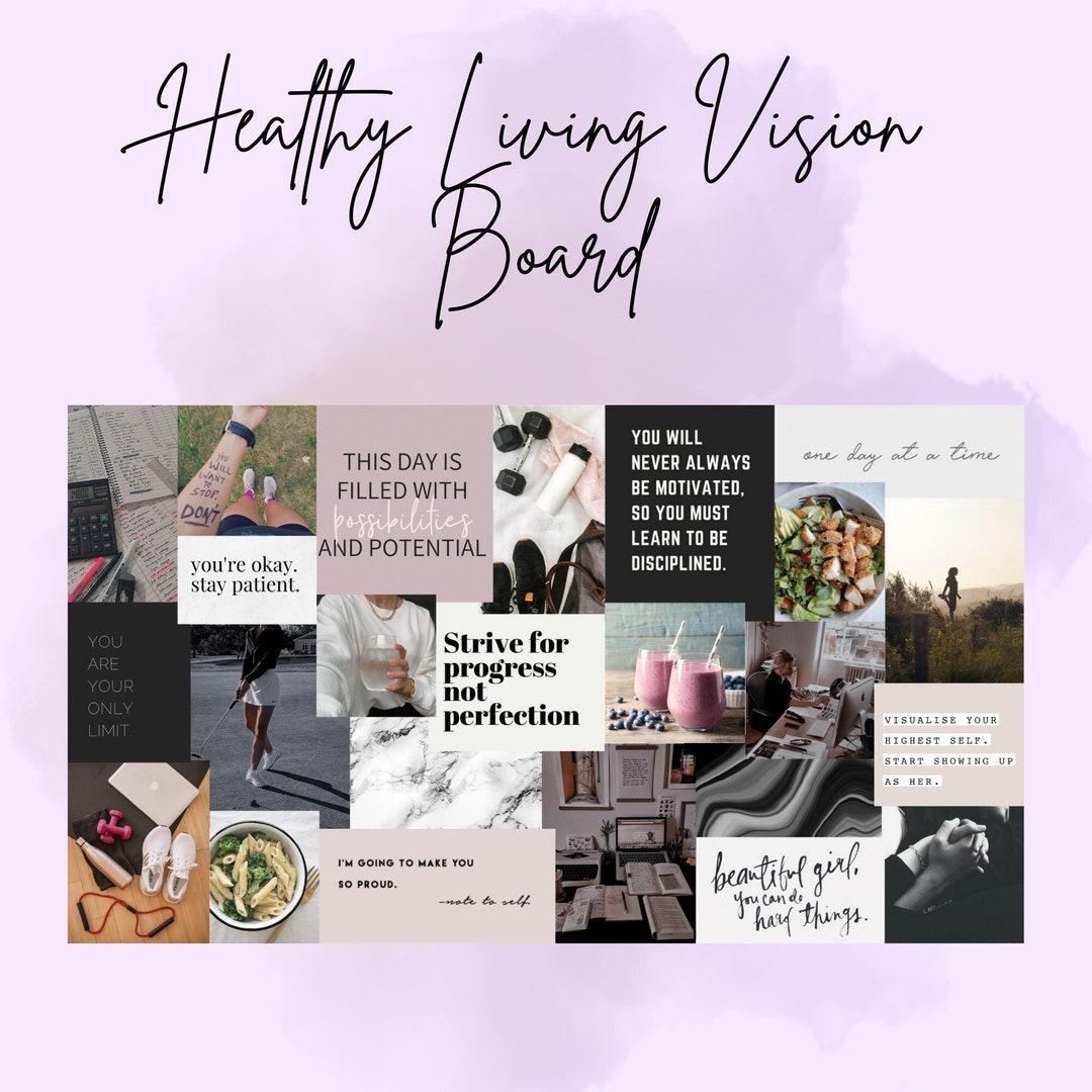 Healthy Living Vision Board Customizable Canva Template - Etsy