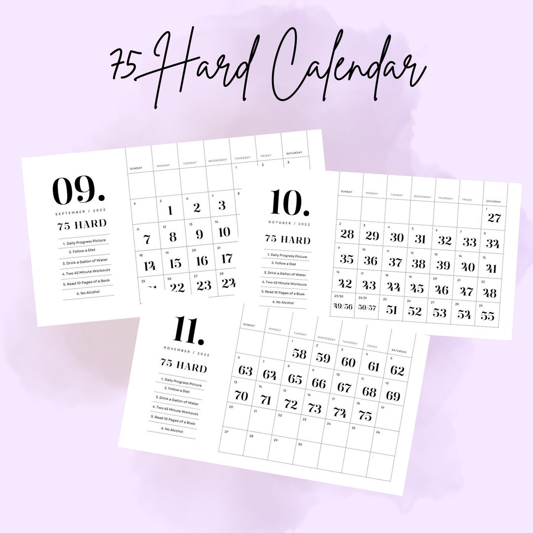 75 Hard Calendar Customizable Canva Template - Etsy