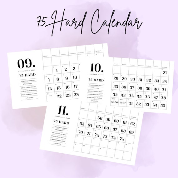 75 Hard Calendar Customizable Canva Template - Etsy