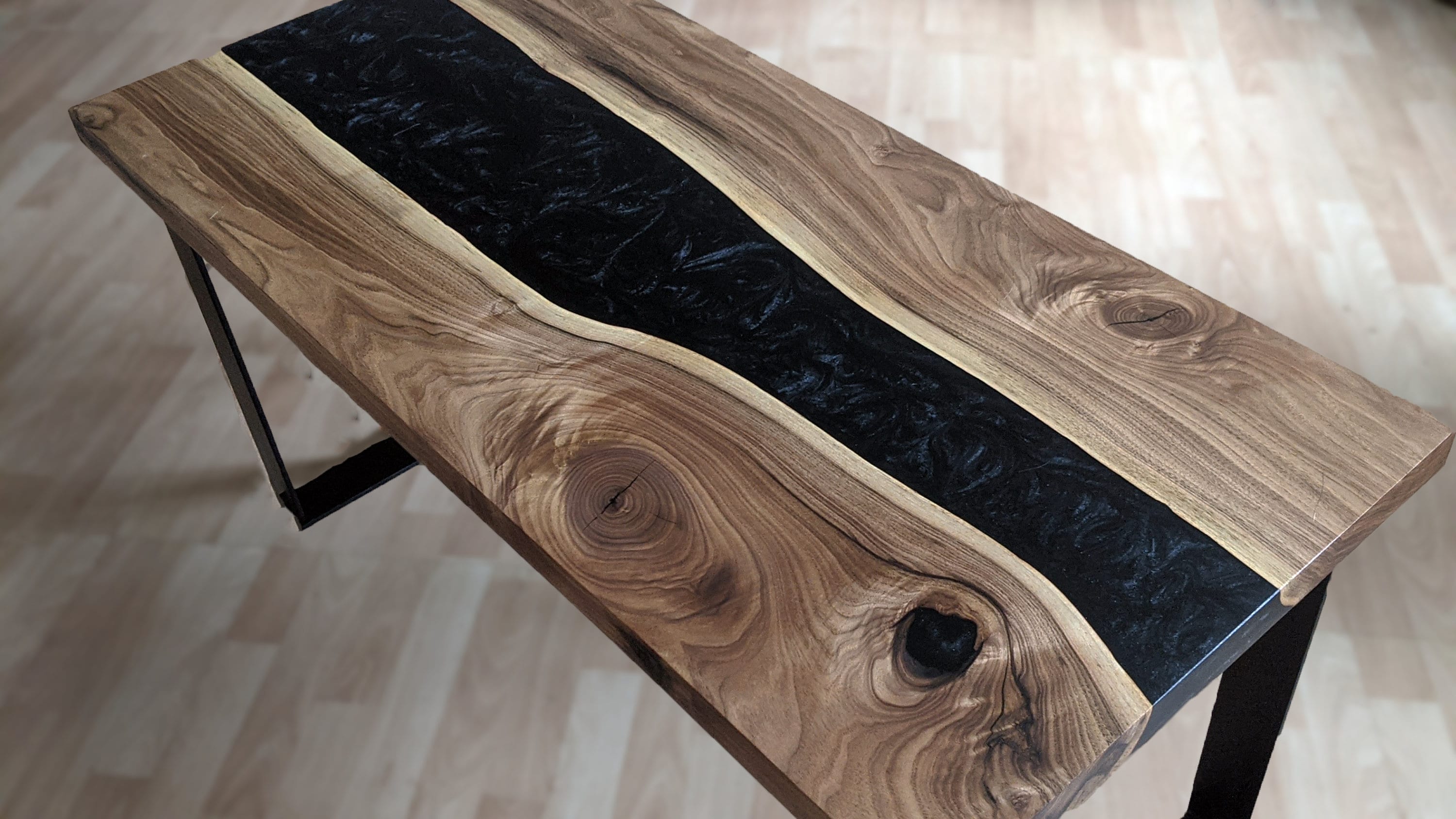 Custom Coffee Epoxy River Table Blackblue Cherry Walnut | Etsy