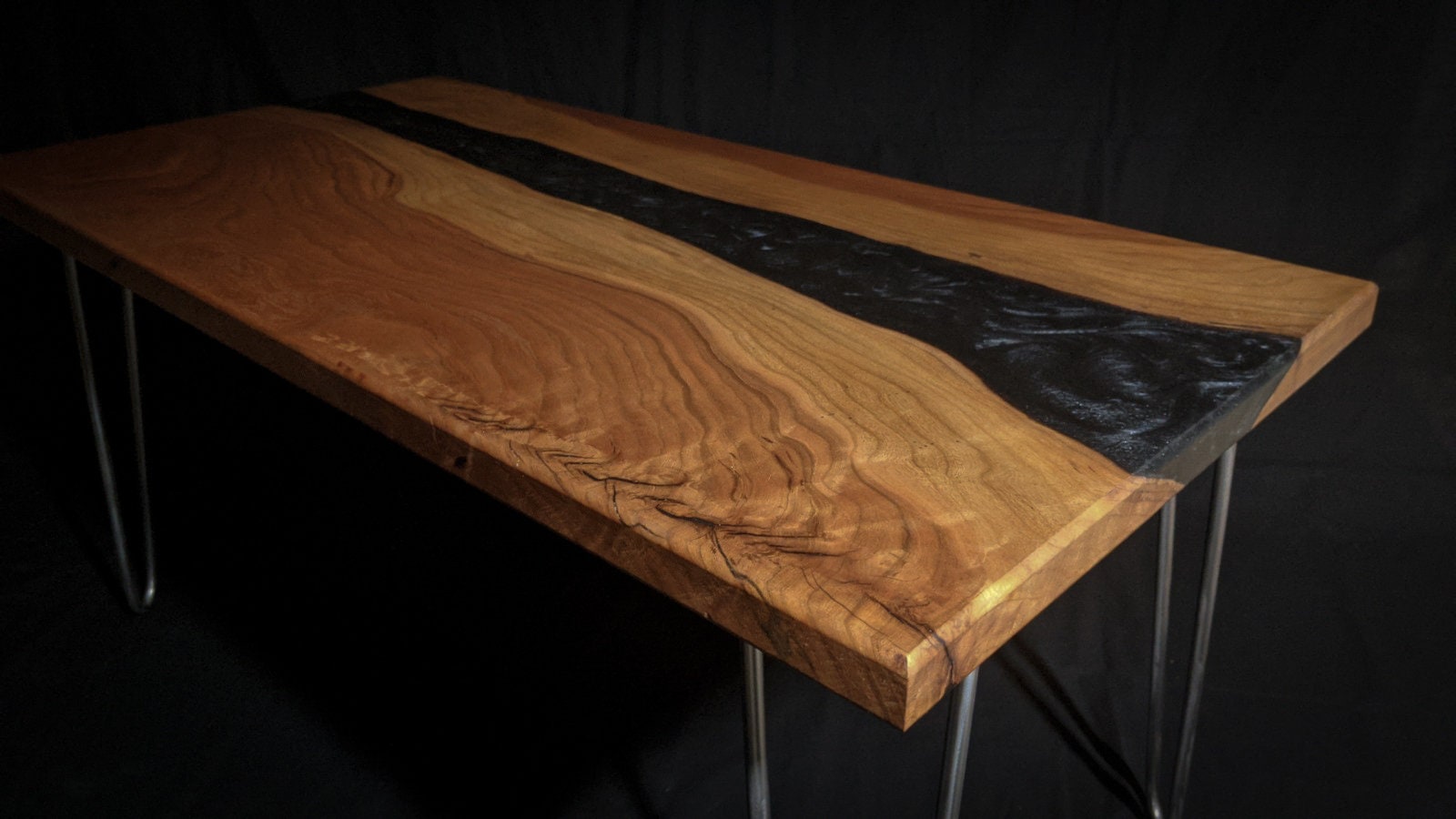 Custom Coffee Epoxy River Table Blackblue Cherry Walnut | Etsy