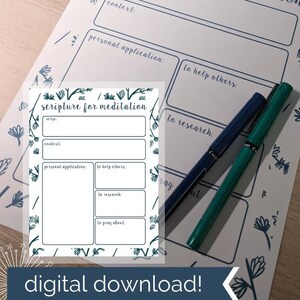 Scripture for Meditation Worksheet // Bible Study Printable - Etsy