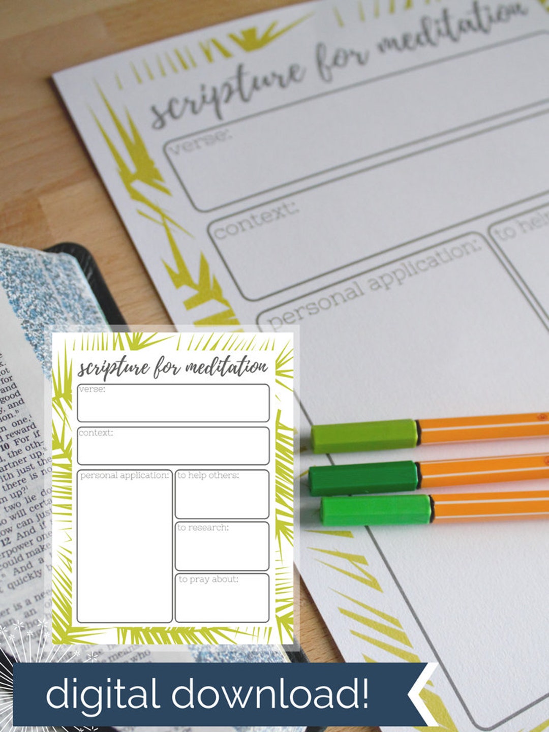 Scripture for Meditation Worksheet // Bible Study Printable - Etsy