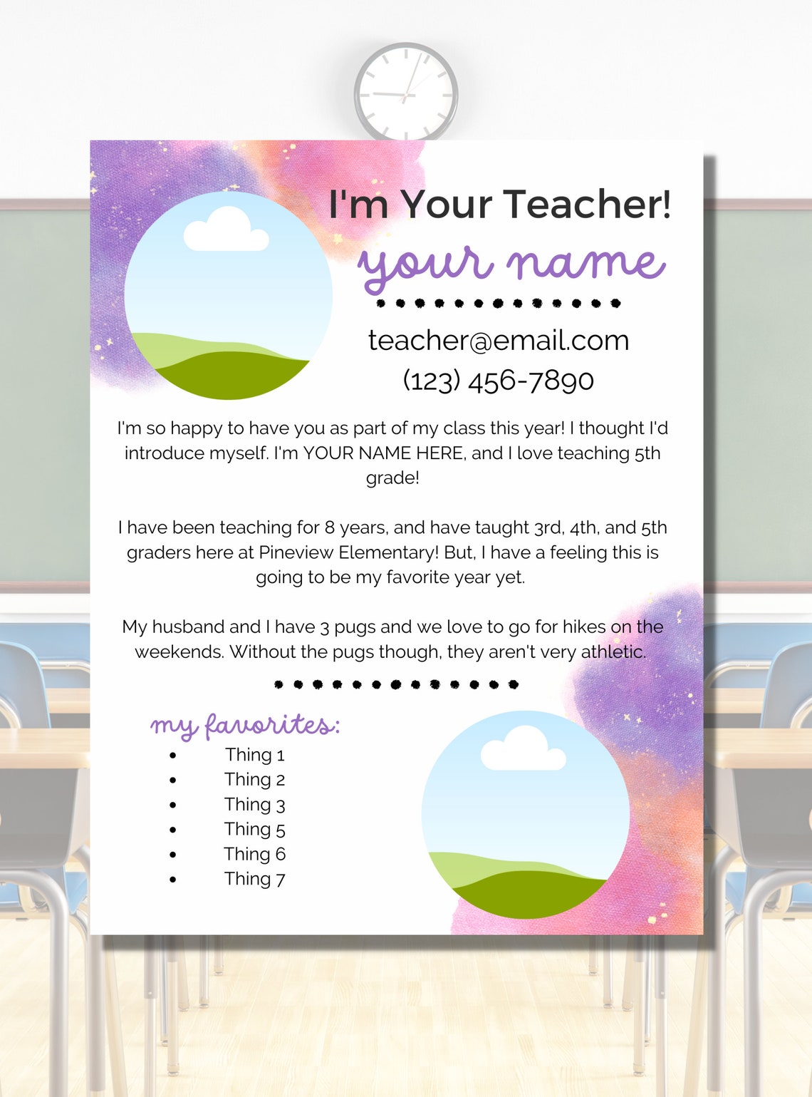 Meet Your Teacher Editable Canva Template - Etsy
