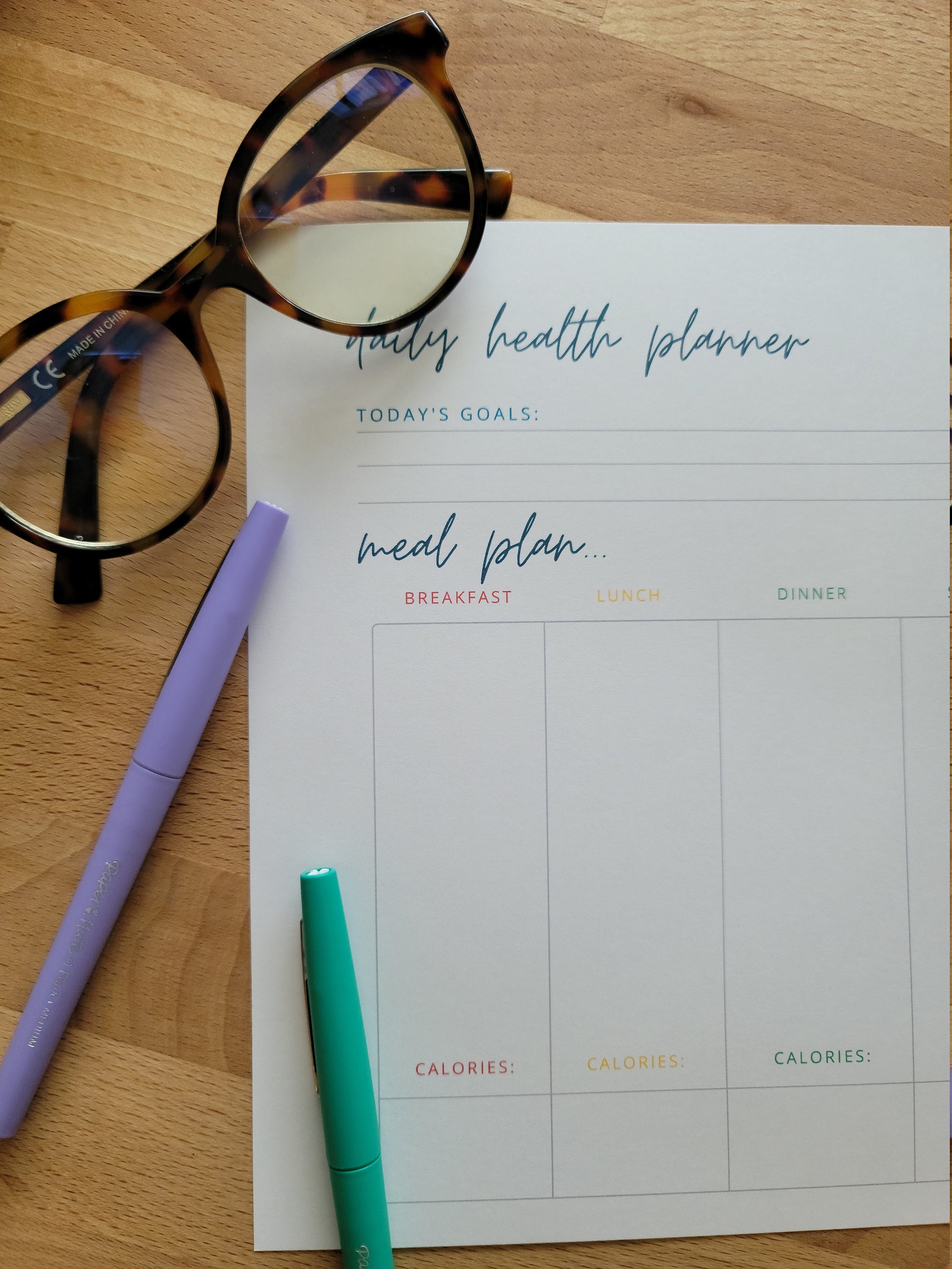 Daily Health Planner Printable Digital Download Meal Diary - Etsy UK