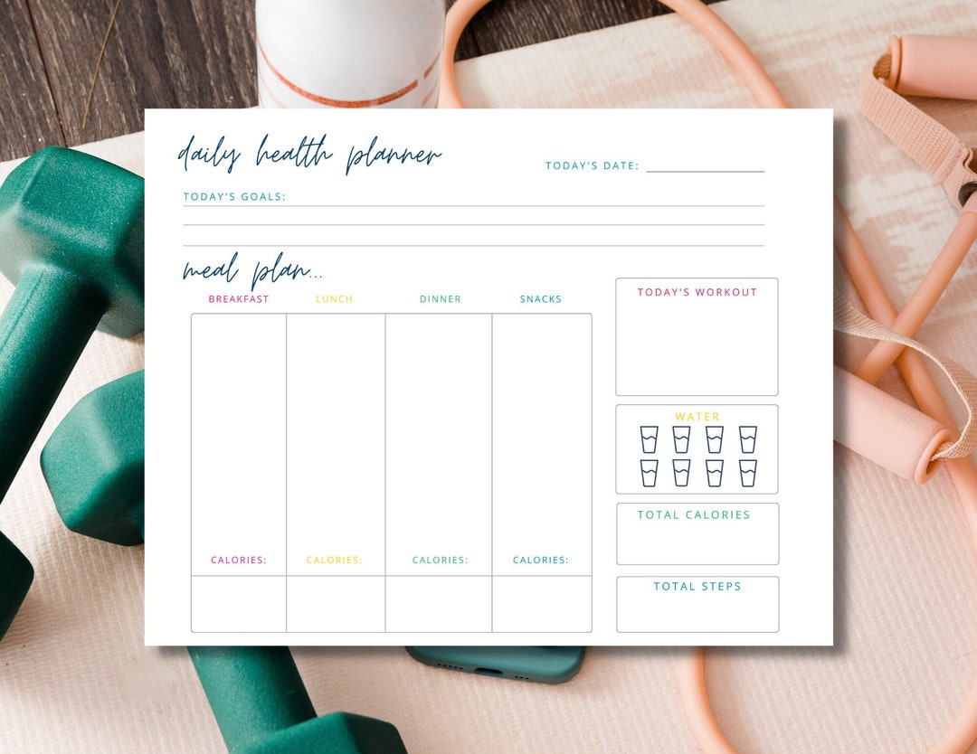 Daily Health Planner Printable | Digital Download | Meal Diary Workout ...