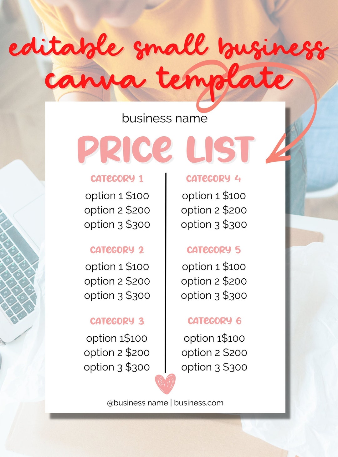 Small Business Price List Sign Template | Editable Canva Template - Etsy