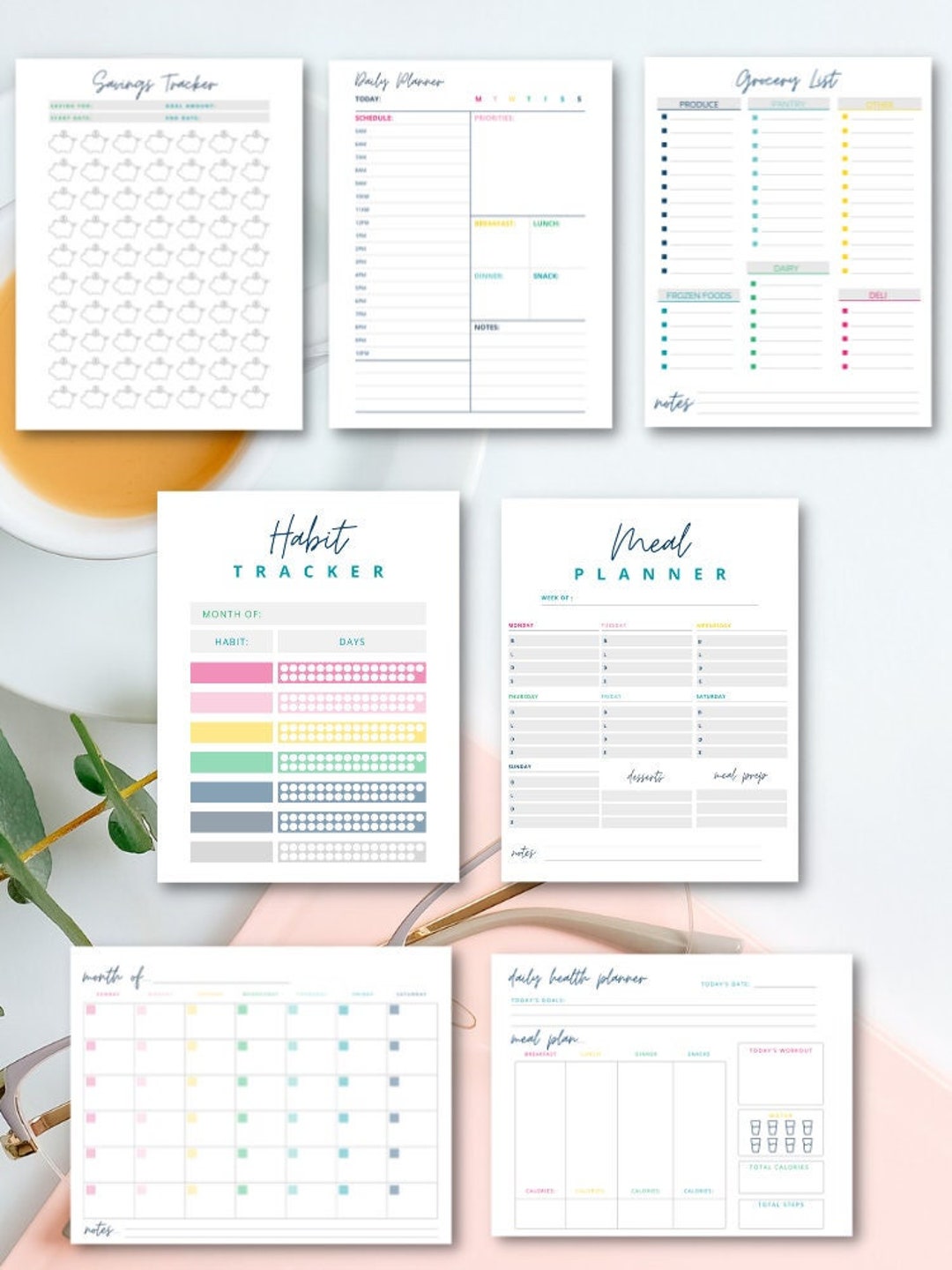 Colorful Minimalist Printable Collection! Set of 7 Printables ...