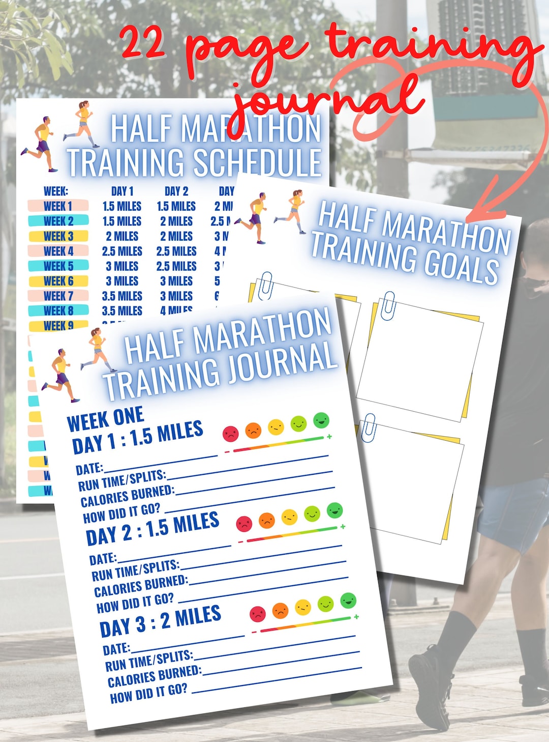 Beginner's Half Marathon Training Schedule and Journal Printable Set ...
