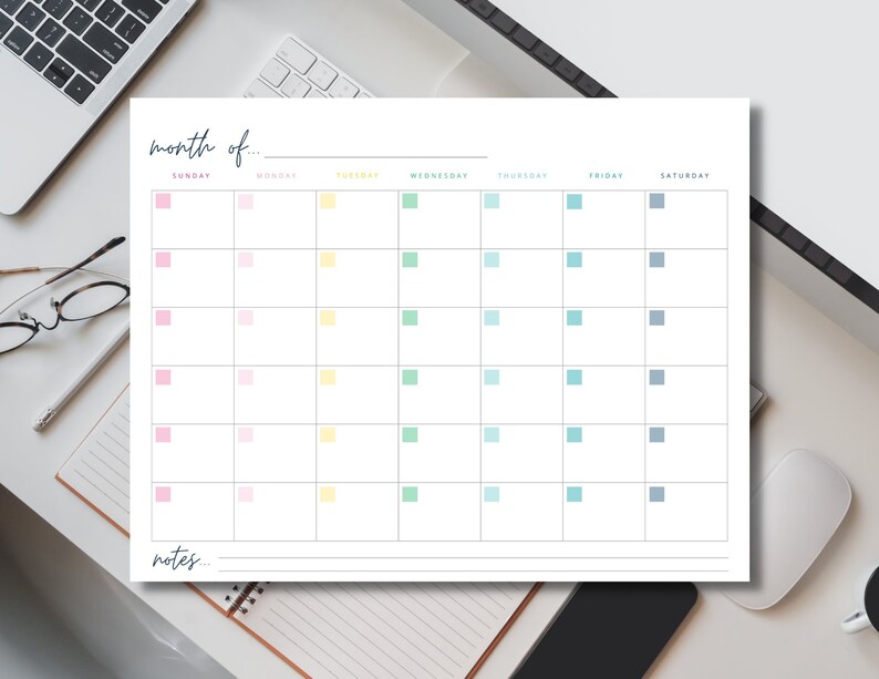 Colorful Minimalist Perpetual Calendar Printable Digital - Etsy