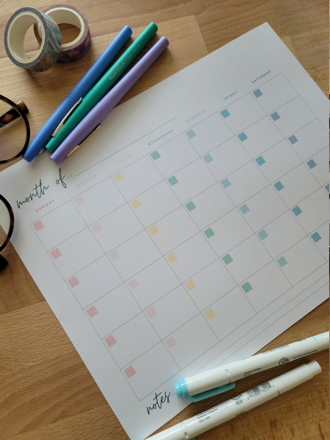 Colorful Minimalist Perpetual Calendar Printable Digital | Etsy