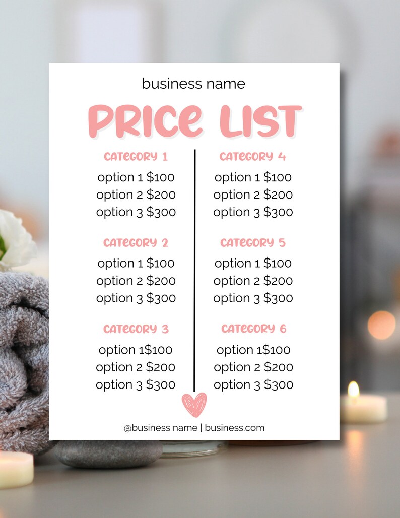Small Business Price List Sign Template Editable Canva - Etsy