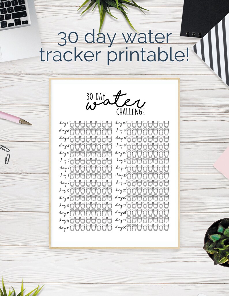 30 Day Water Challenge Printable Water Intake Tracker - Etsy