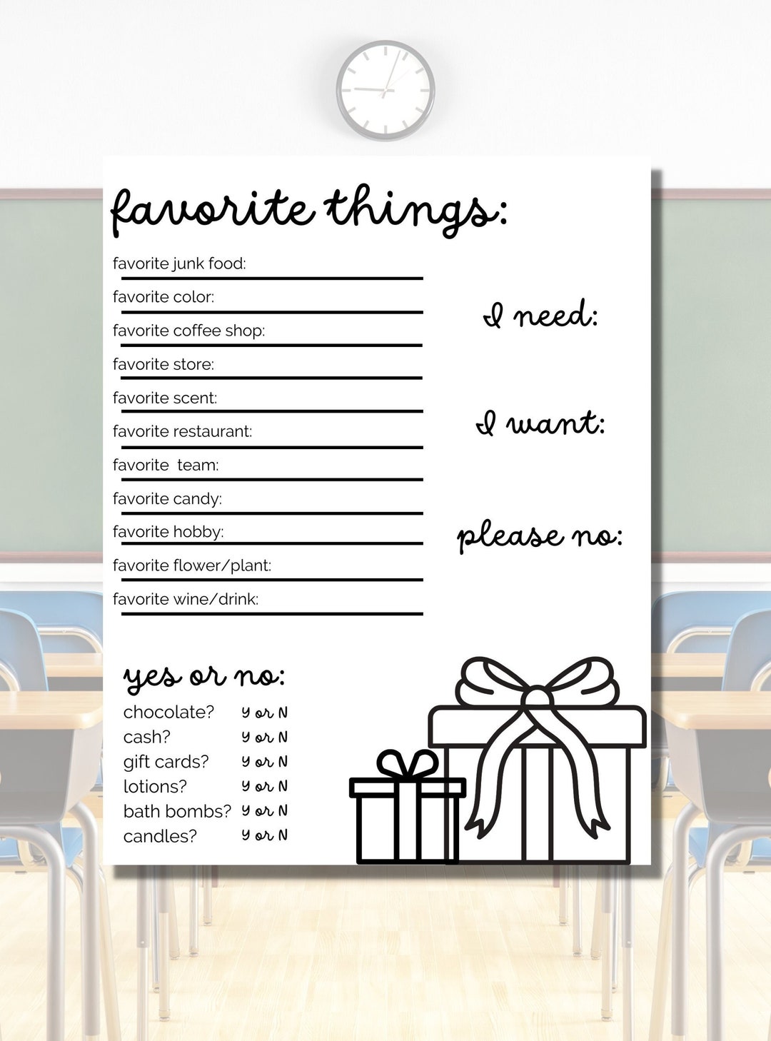 Appreciation Gift Survey Printable | Teacher Gift Survey | Get to Know ...