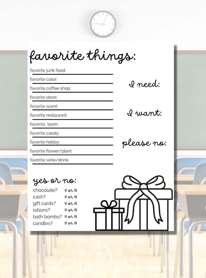 Appreciation Gift Survey Printable Teacher Gift Survey Get - Etsy