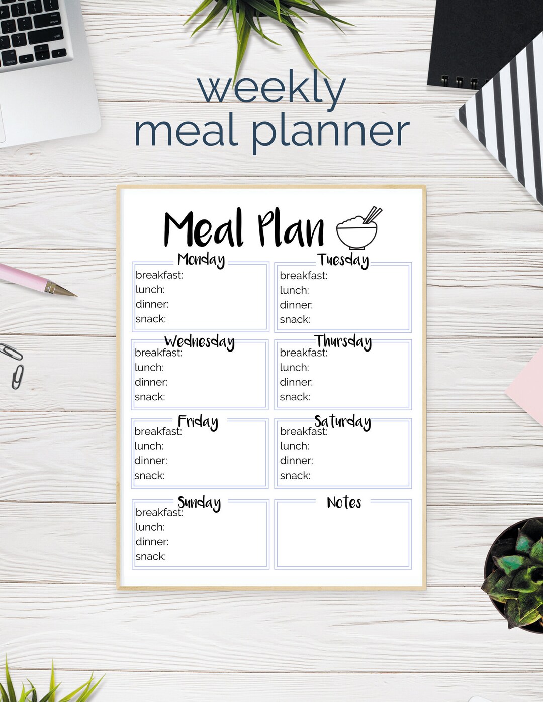 One Week Meal Planning Printable - Etsy