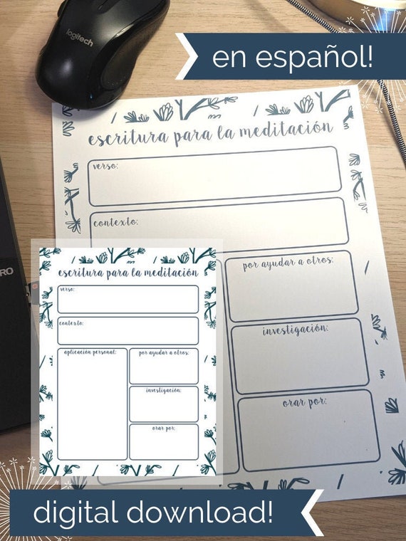 Spanish Scripture for Meditation Worksheet // Bible Study - Etsy