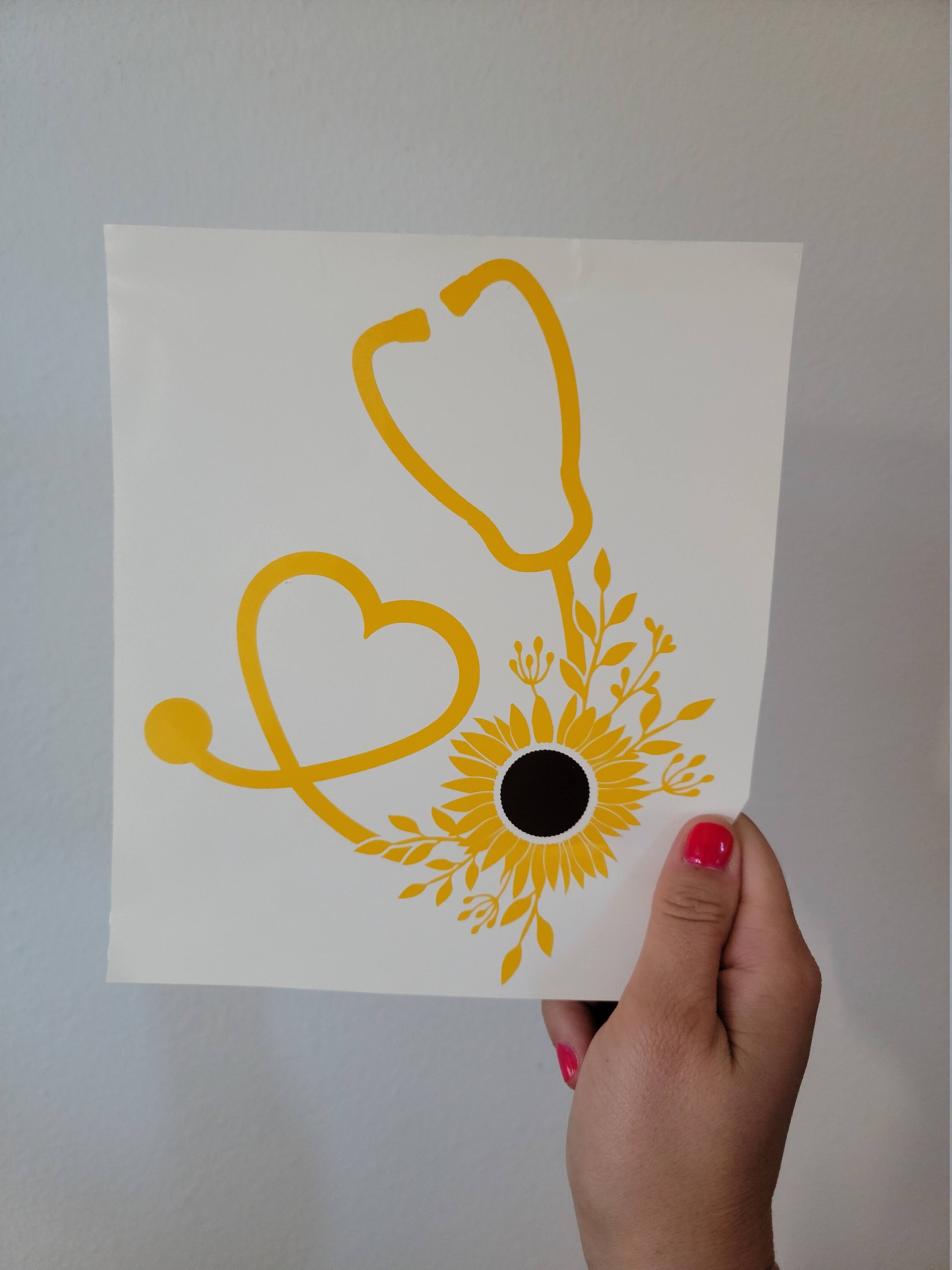 3 x 2.39 Inches Floral Permanent Vinyl Sticker Stethoscope Sticker ...