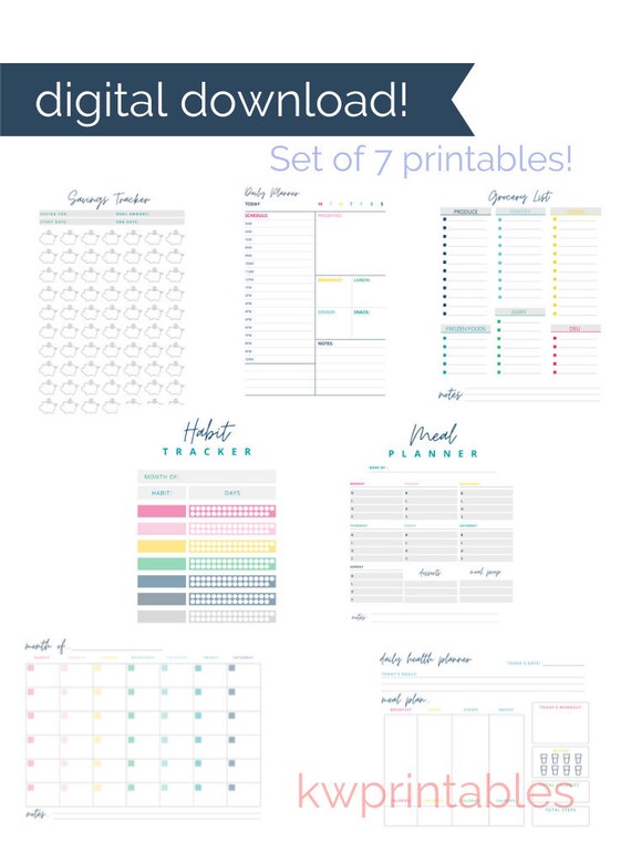 Colorful Minimalist Printable Collection Set of 7 Printables | Etsy