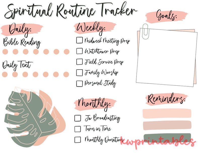 Spiritual Routine Tracker Printable | JW Routine Digital Download ...