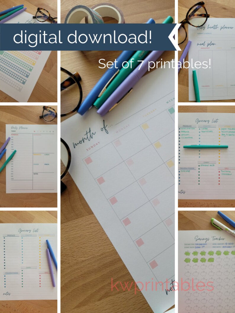 Colorful Minimalist Printable Collection Set of 7 Printables | Etsy