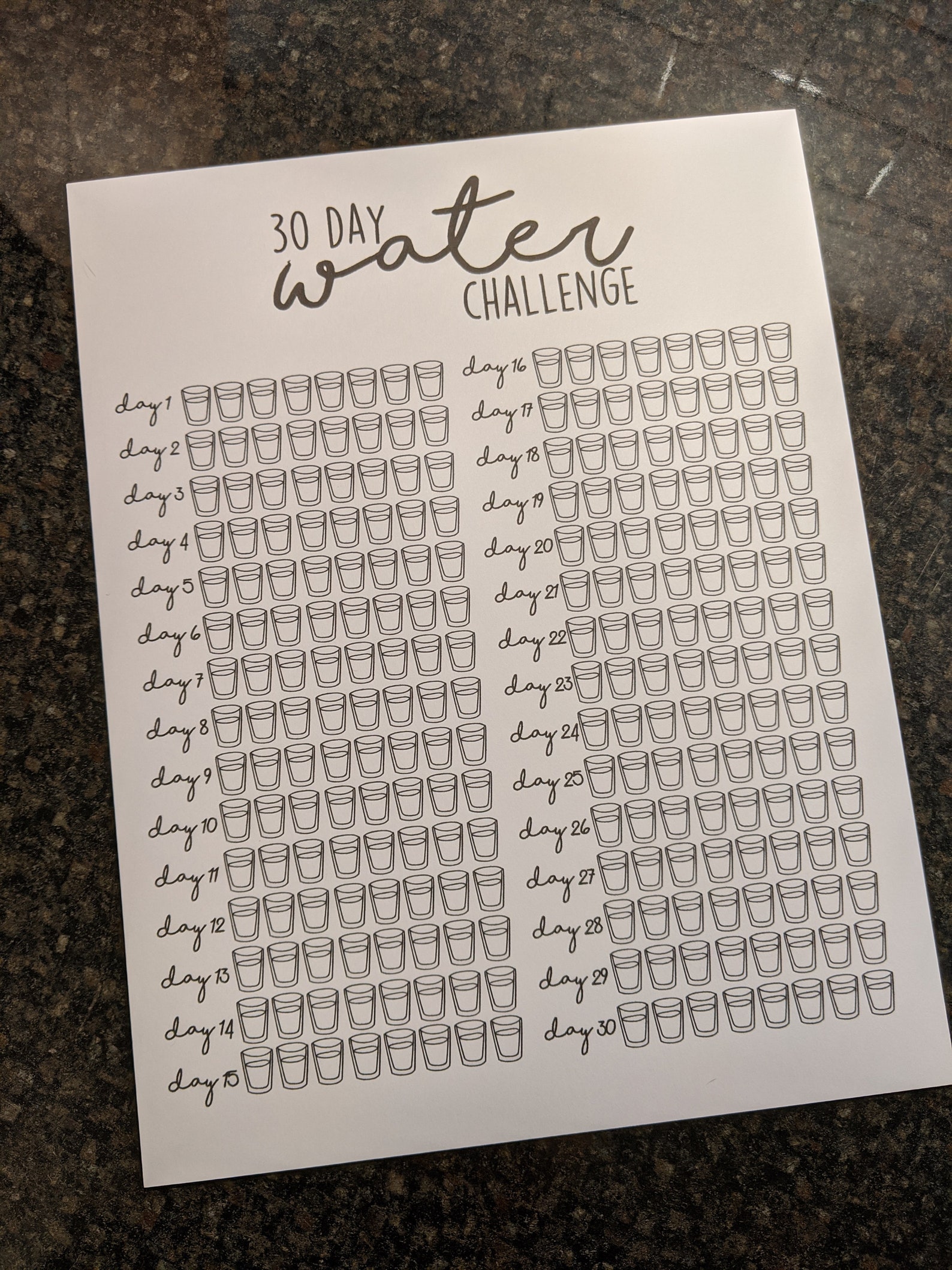 30 Day Water Challenge Printable Water Intake Tracker - Etsy
