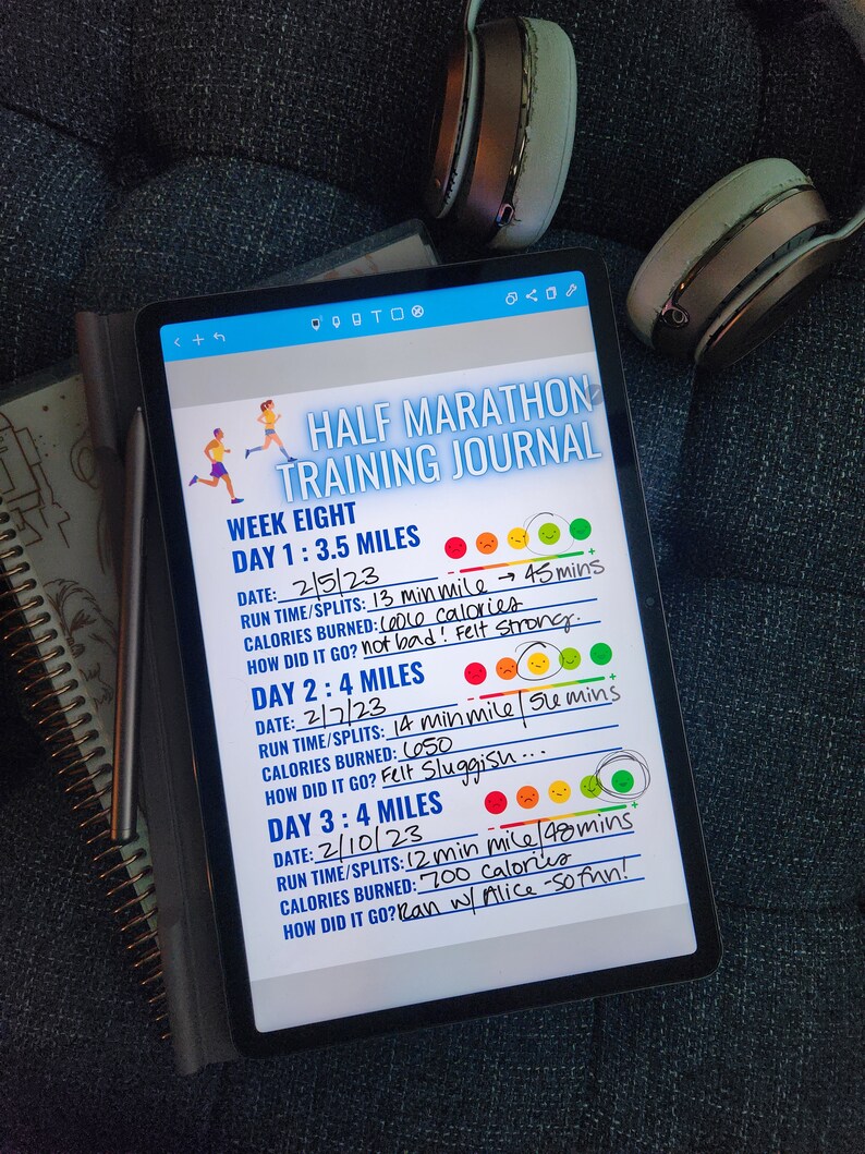 Beginner's Half Marathon Training Schedule and Journal Printable Set ...