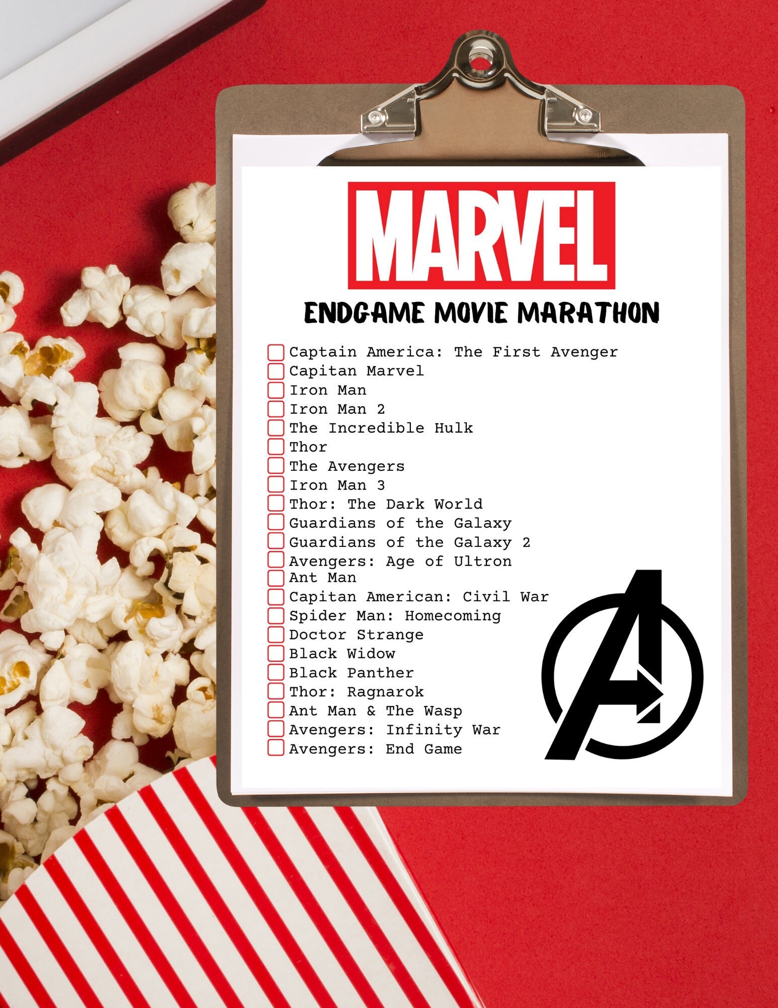Marvel Movie Marathon Checklist Printable Digital Download - Etsy