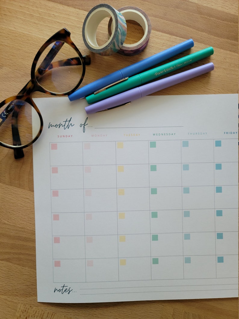 Colorful Minimalist Perpetual Calendar Printable Digital | Etsy