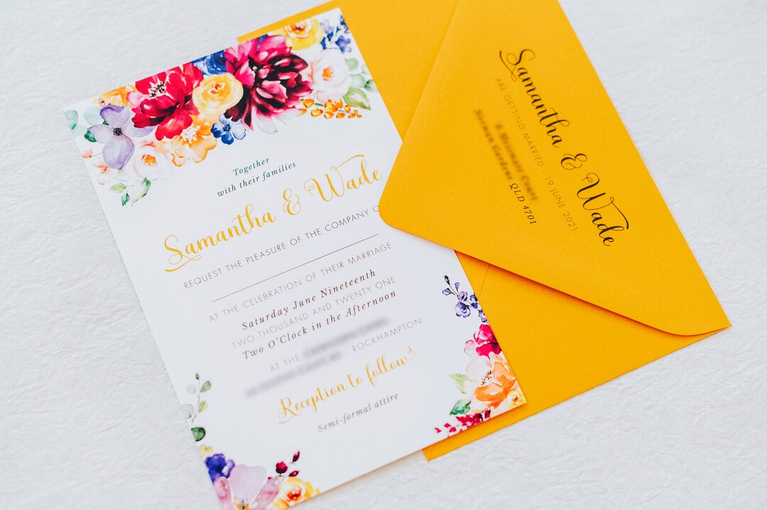 Save the Date / Invitation - Bright & Colorful Yellow Watercolour ...
