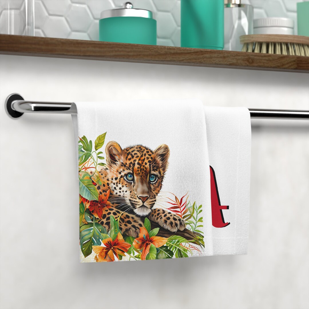 Wild Elegance: Leopard/ Panther Cub Face Towel With Optional Monogram ...