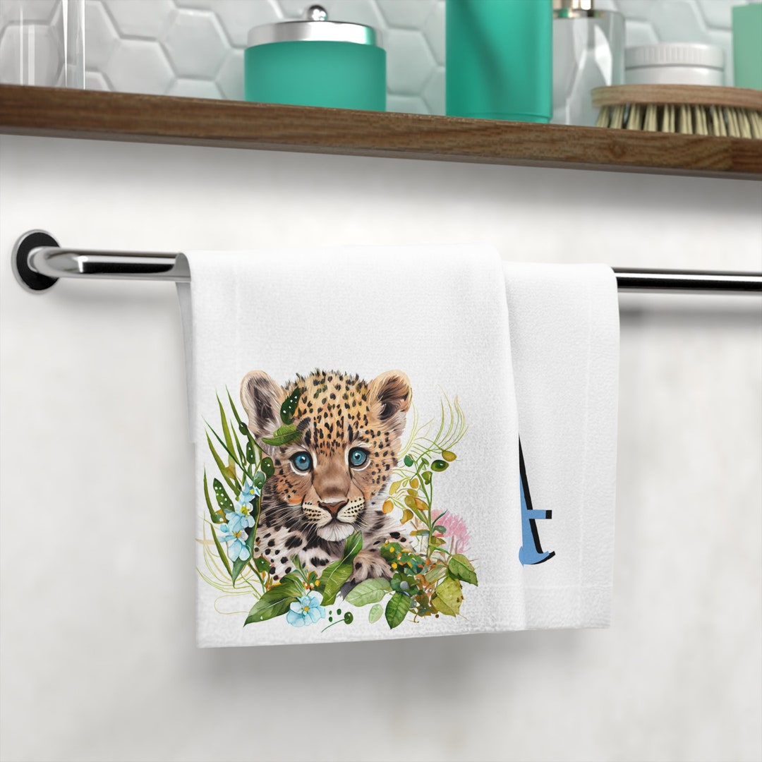 Wild Elegance: Leopard Panther Cub Face Towel With Optional Monogram ...