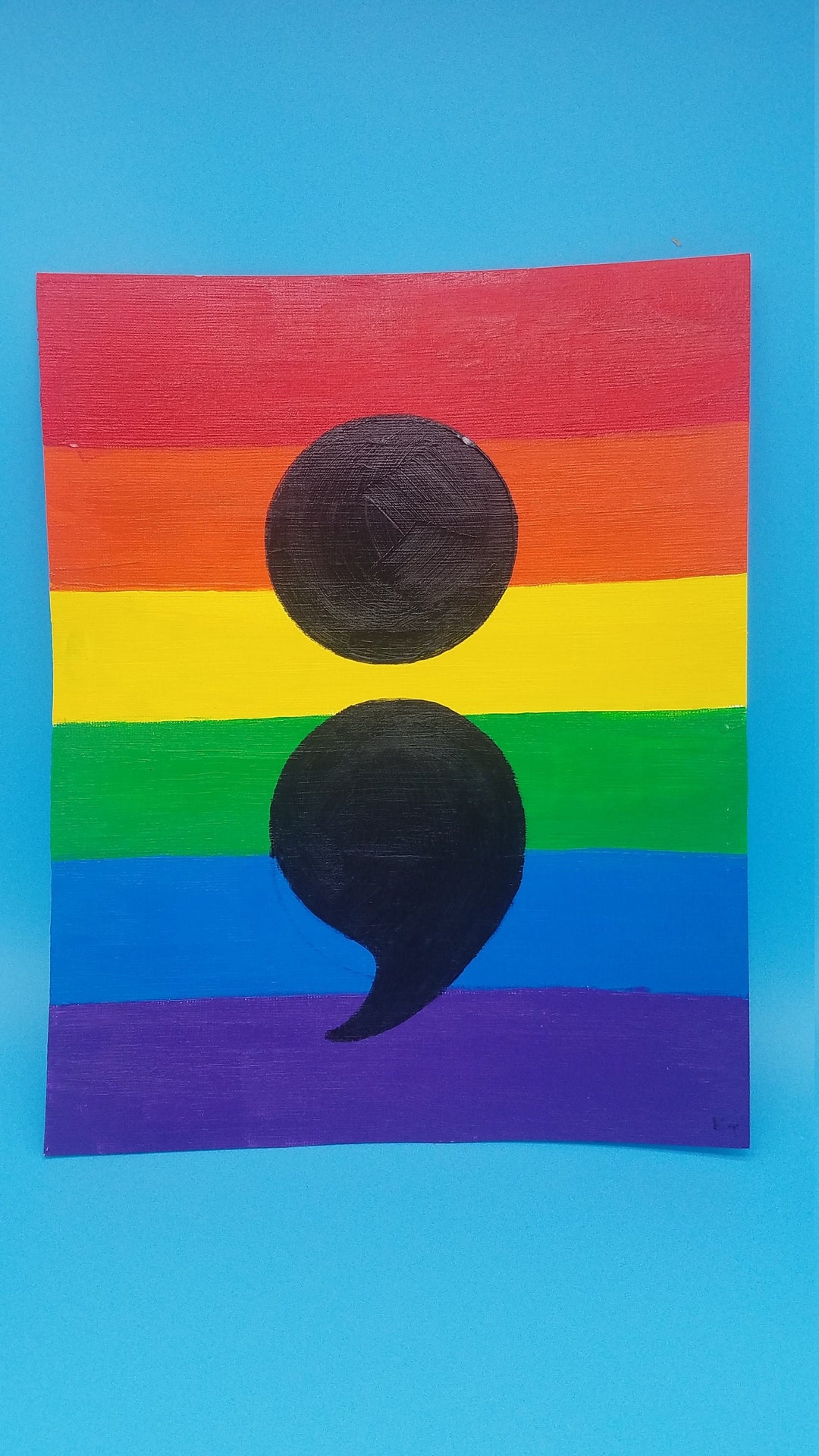 ORIGINAL Rainbow Semicolon Painting - Etsy