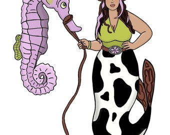 Cowgirl Mermaid Print Mermaid Cowgirl Print Cowgirl Print - Etsy
