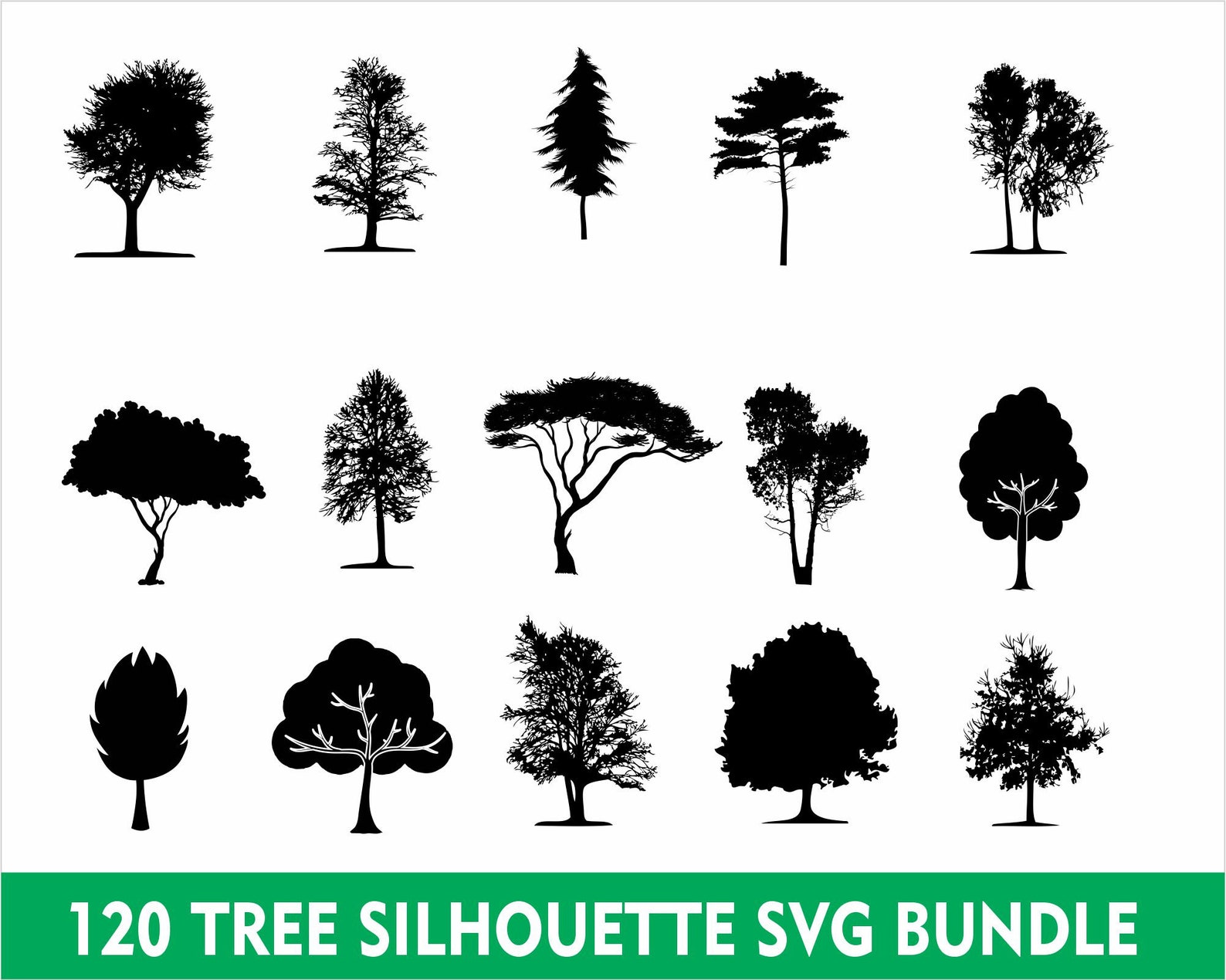 Tree Silhouette Svg, Tres Svg, Bush Svg, Woods Svg, Plants Svg, Forrest ...