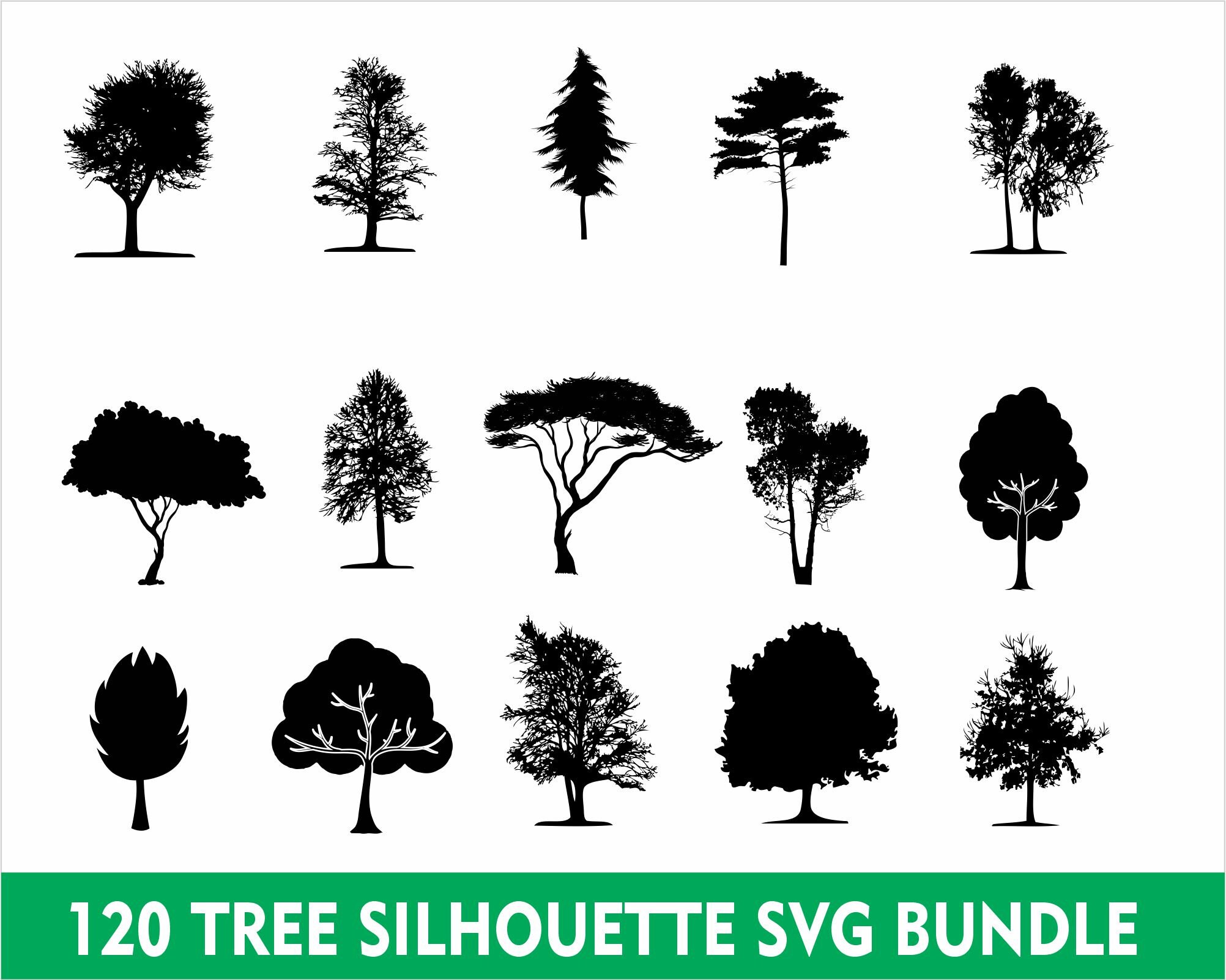 Tree Silhouette Svg, Tres Svg, Bush Svg, Woods Svg, Plants Svg, Forrest ...