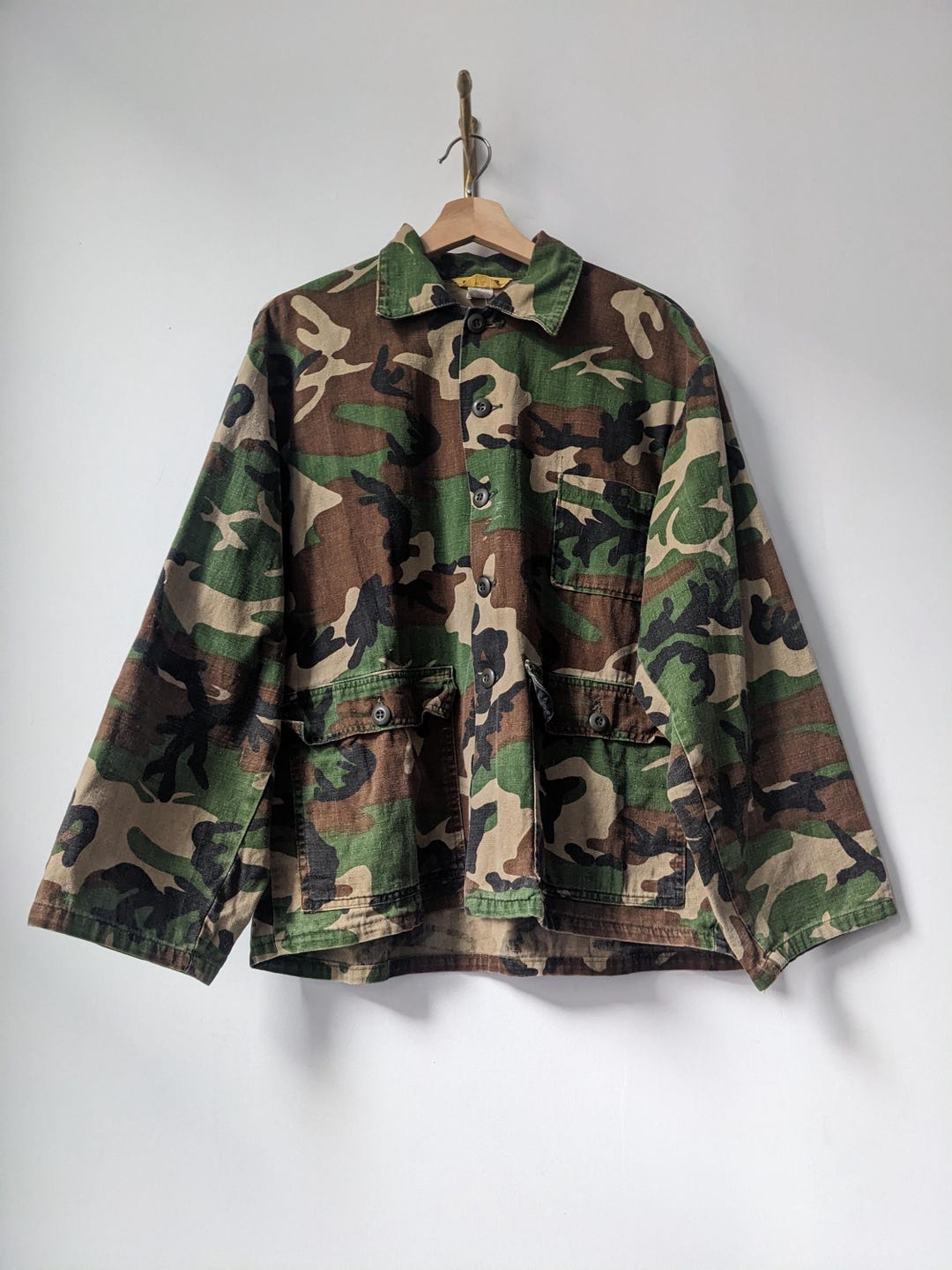70s Vintage Ranger Camouflage Jacket Button Down Camo Green M - Etsy