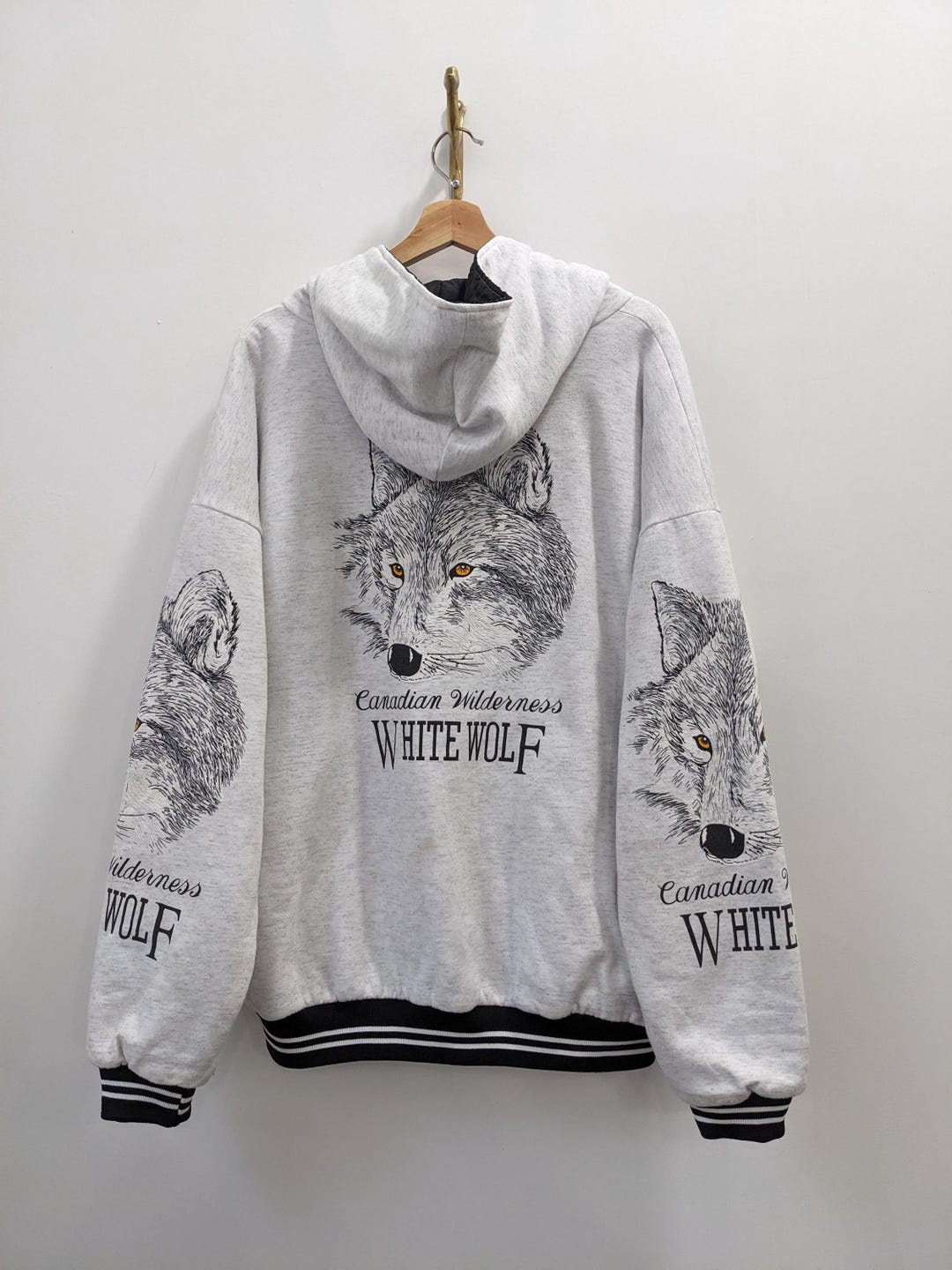 Vintage Wildlife White Wolf Hoodie XL White - Etsy