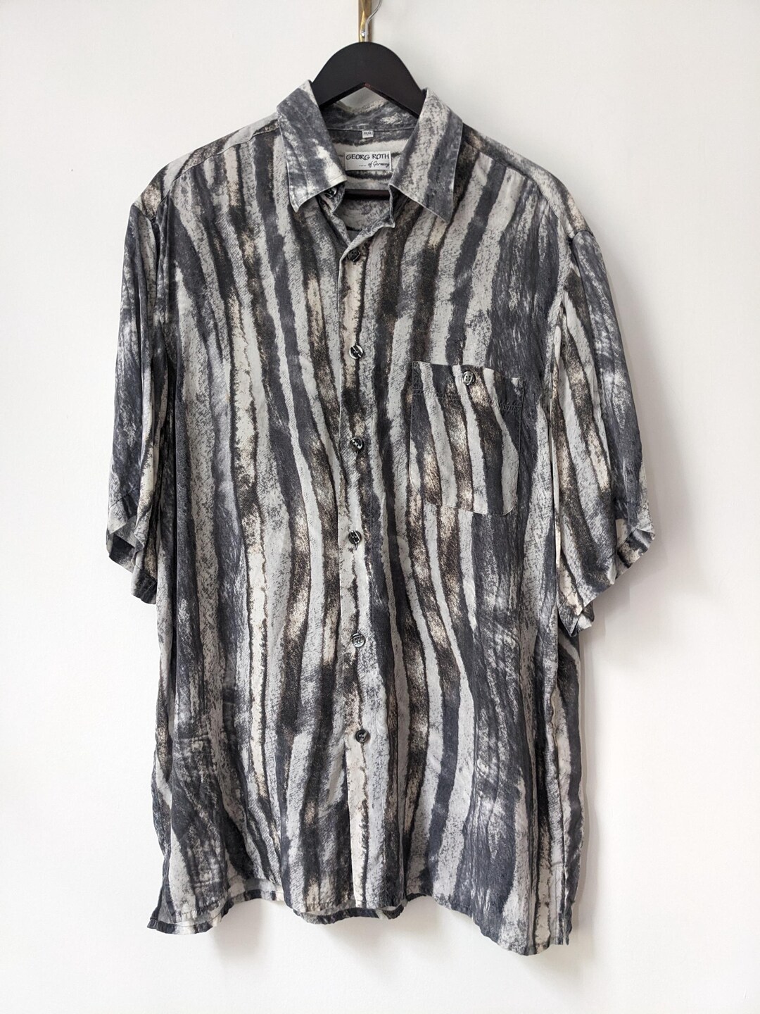Vintage Georg Roth Germany Shirt Button Down Short Sleeve Pattern L - Etsy