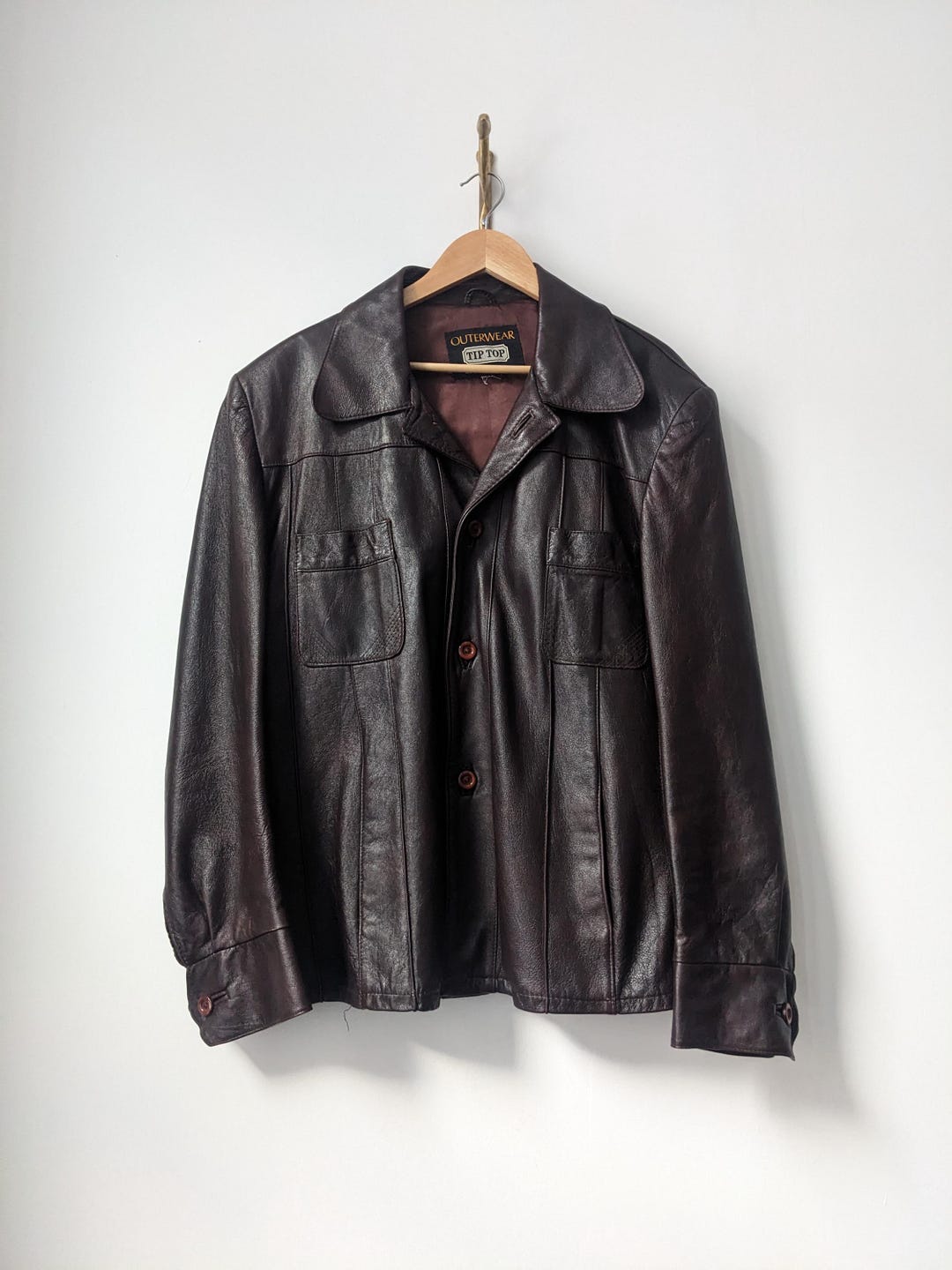 Vintage Leather Jacket Coat Brown Lined M Tip Top Canada - Etsy