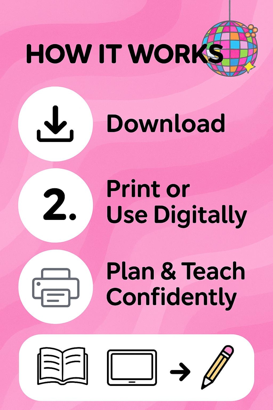 Groovy Teacher Planner: Disco Ball Daily Lesson Plan Template (PDF ...