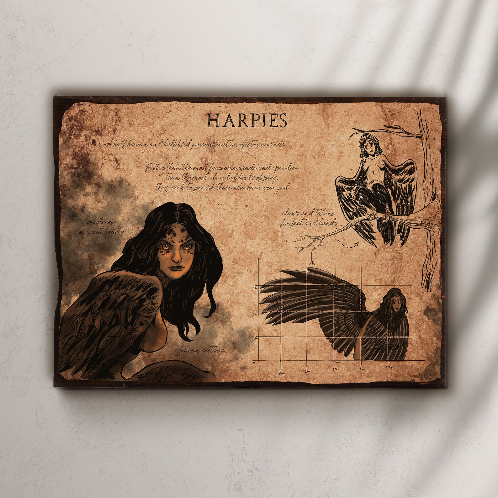 Harpies Mythical Creatures Beastiary Wood Art Greek | Etsy