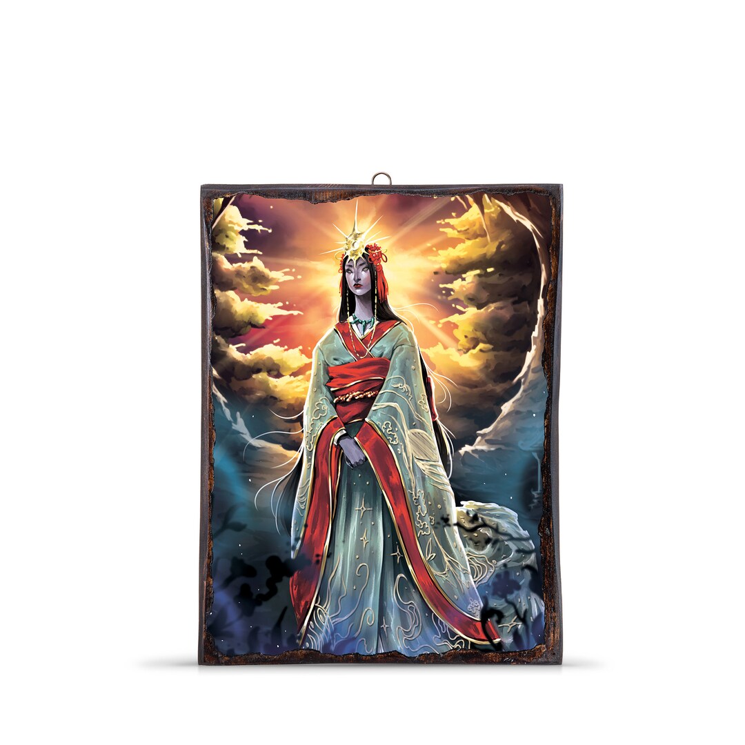 Amaterasu -goddess of the Sun- Wall Hanging- Wood Decoration- Japanese ...