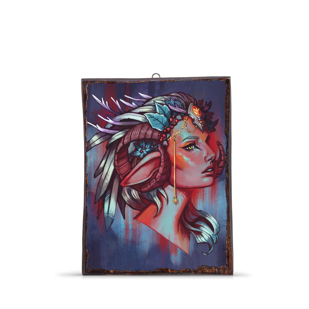 Satyr Woman - Wooden Frame - Paganism - Fantasy Decor - Etsy