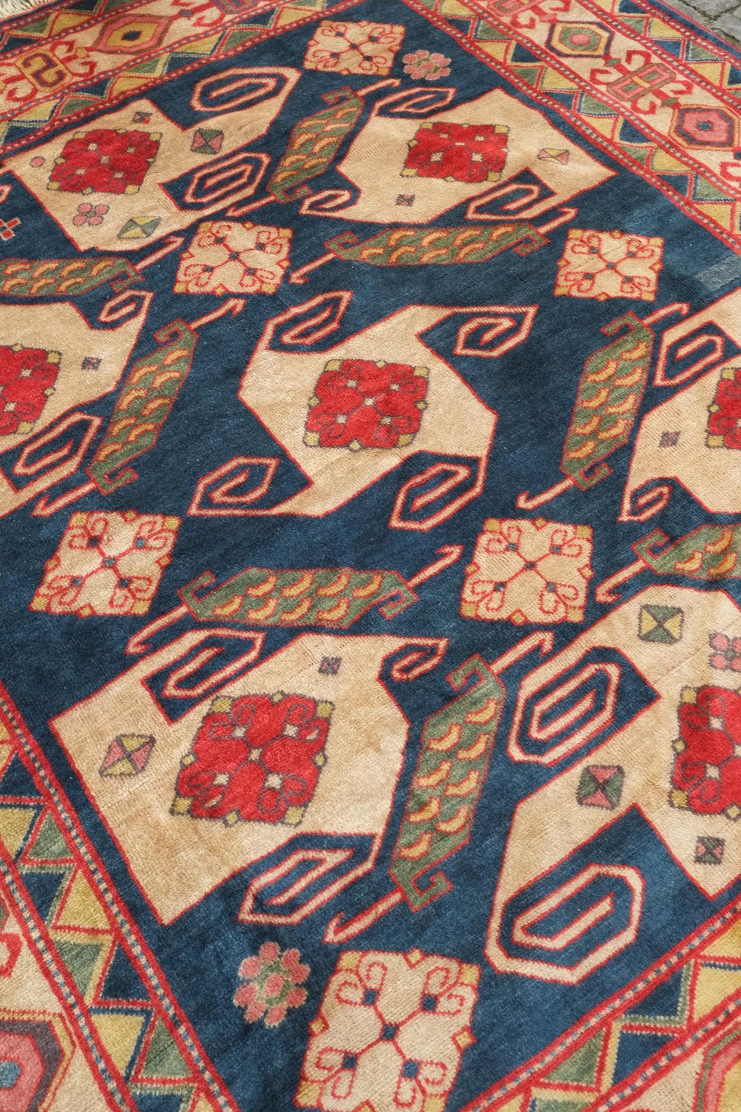 Pinwheel Kazak Design Carpet - Western Anatolian Izmir Area Turkish ...