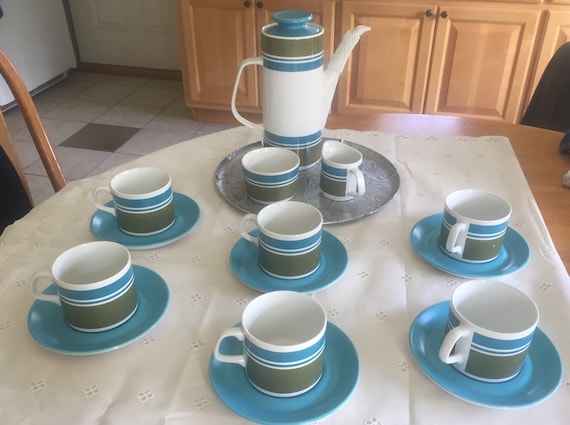 Vintage J & G Meakin Coffee Pot Set With 6 Cups Creamer and - Etsy