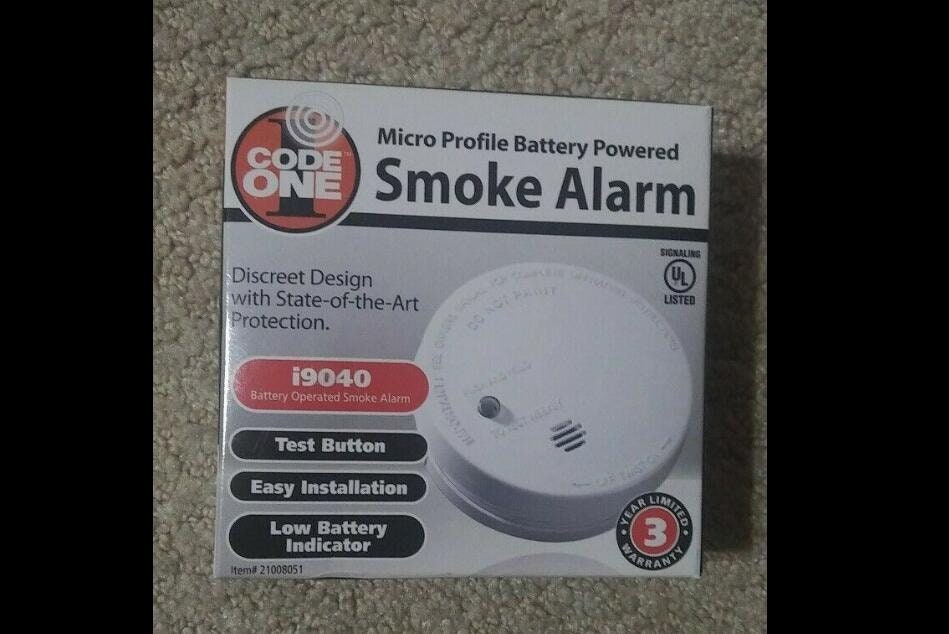 Code One Micro Profile 9V Battery Operated Smoke Fire Alarm I9040 85db ...