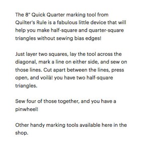 8" Quick Quarter Marking Tool for Half-square Triangles - Etsy